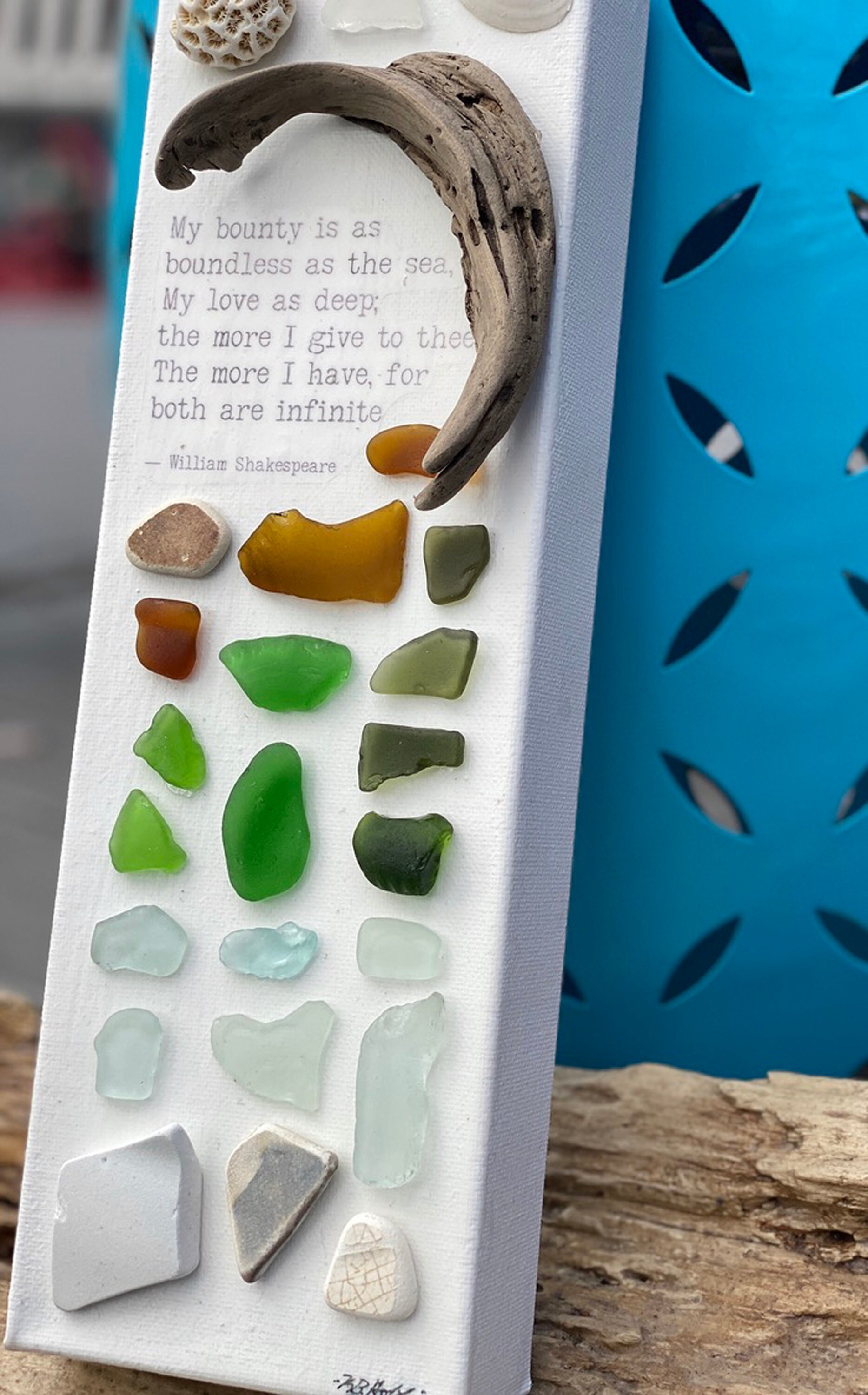 Sea Glass Collage W/ Shakespeare Quote - 12x4" Boxed Canvas - Etsy
