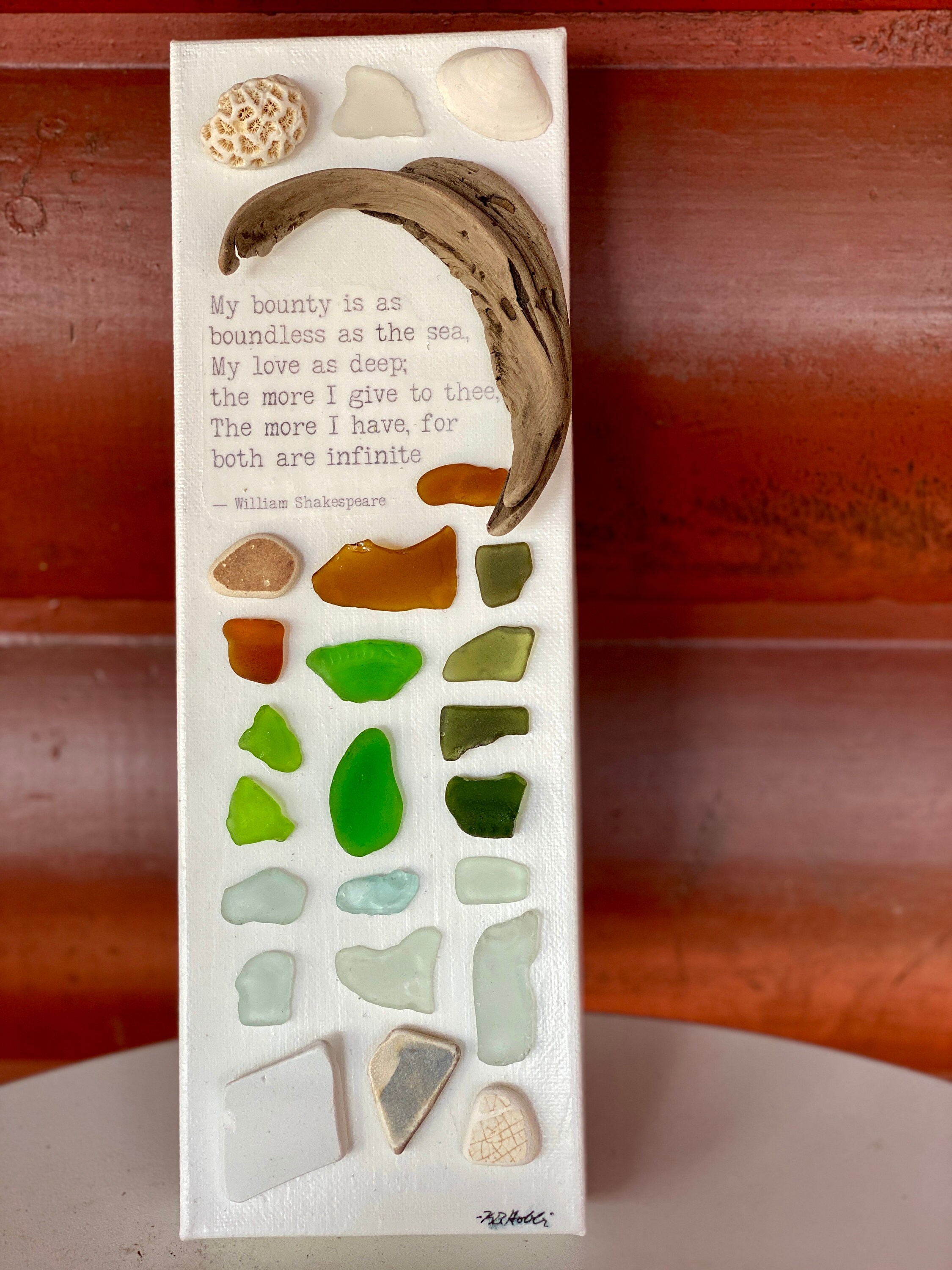 Sea Glass Collage W/ Shakespeare Quote - 12x4" Boxed Canvas - Etsy