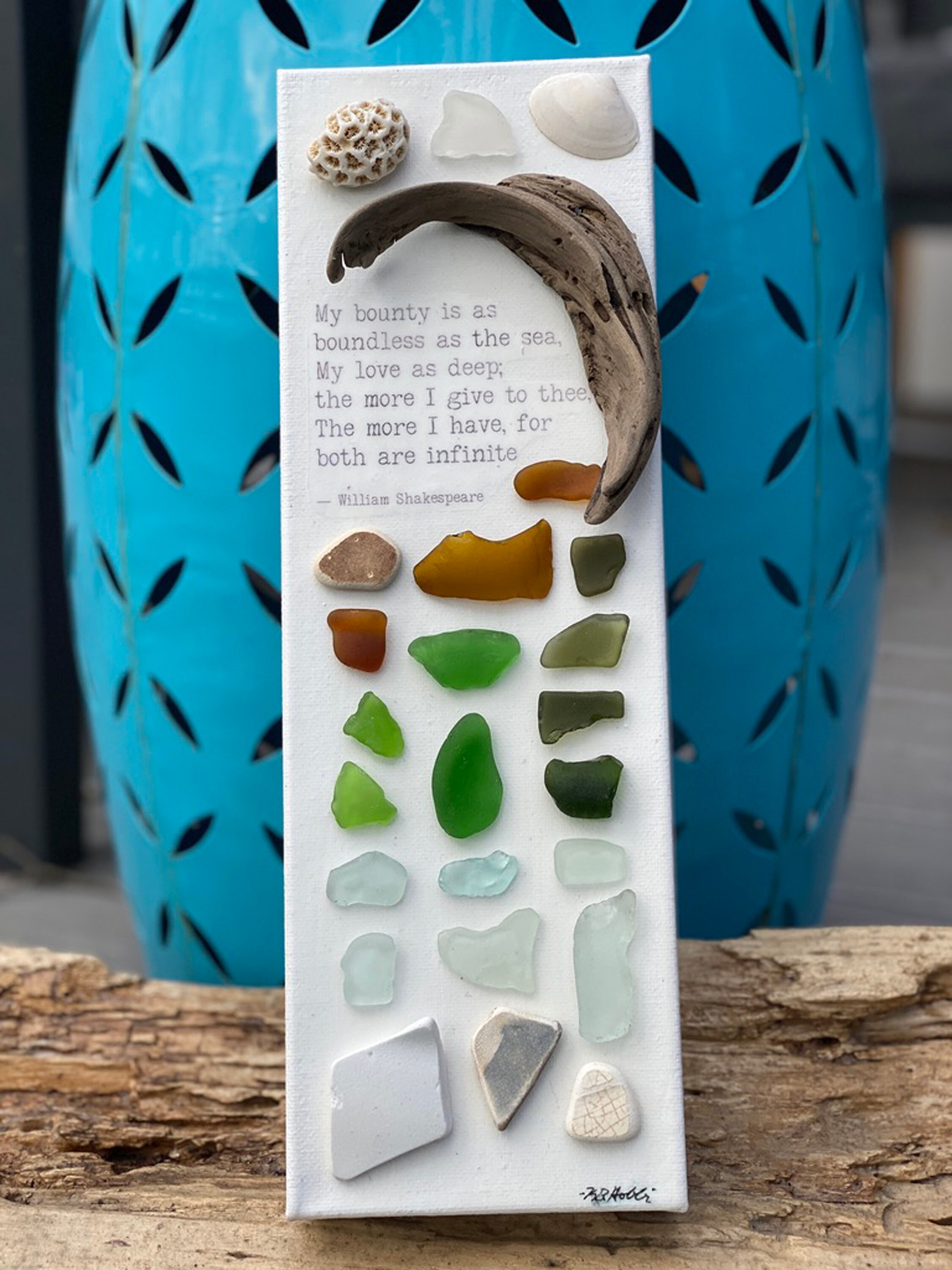 Sea Glass Collage W/ Shakespeare Quote - 12x4" Boxed Canvas - Etsy