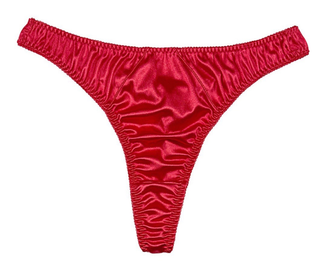 Retro Hi-cut Satin Thong Red - Etsy