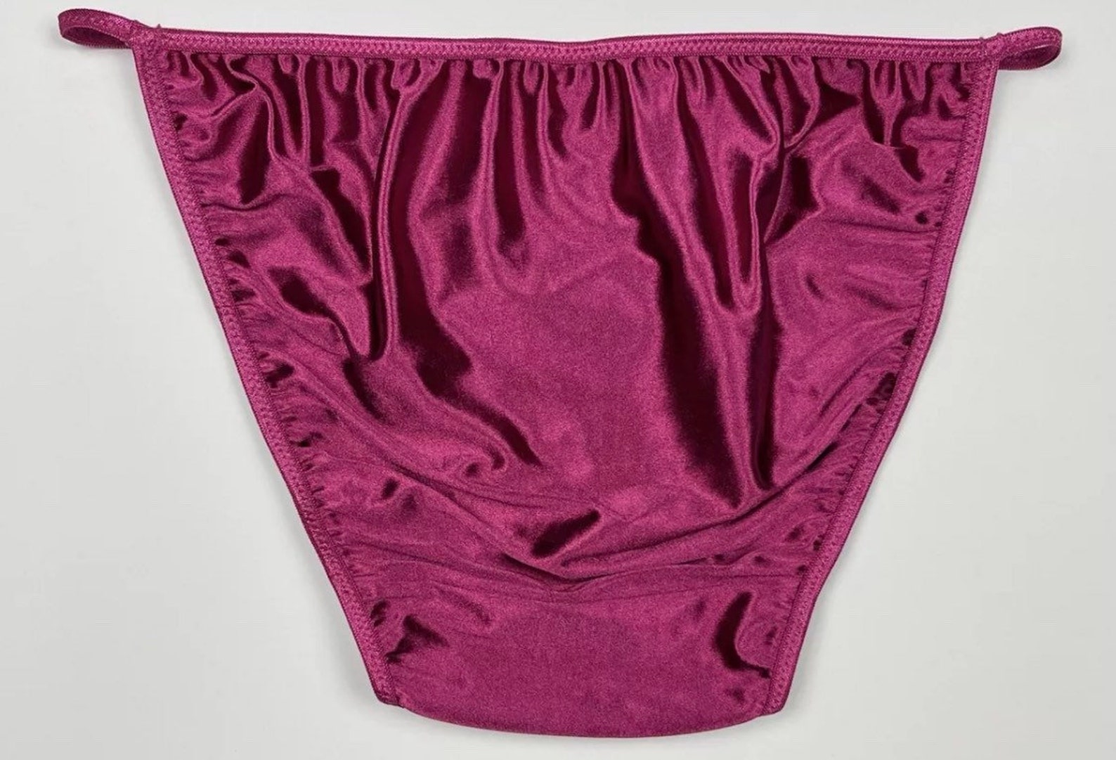 Second Skin Satin String Bikini Panty Burgundy Etsy