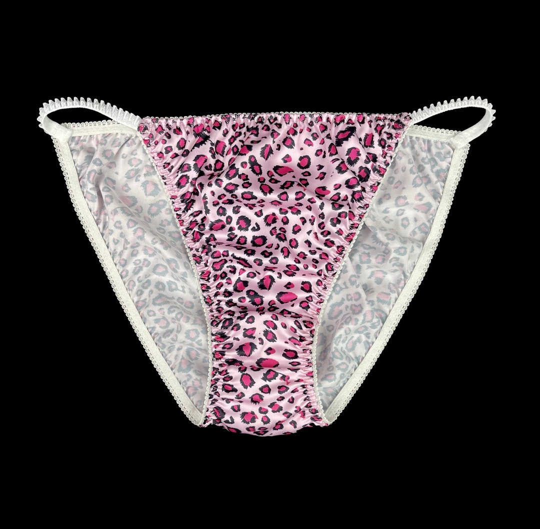 Satin String Bikini Panty Pink Animal Print - Etsy