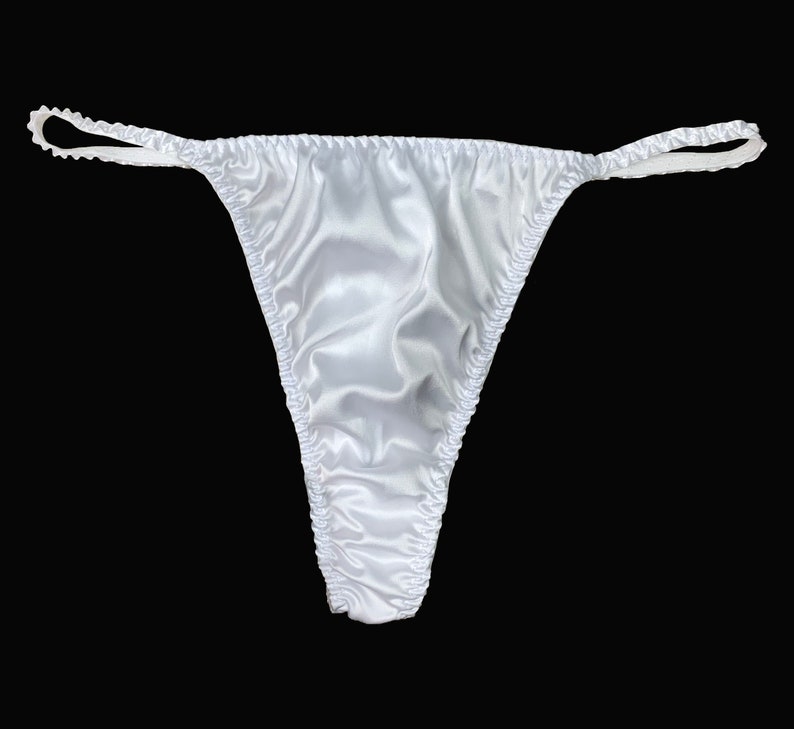 Satin T-string Thong White - Etsy UK