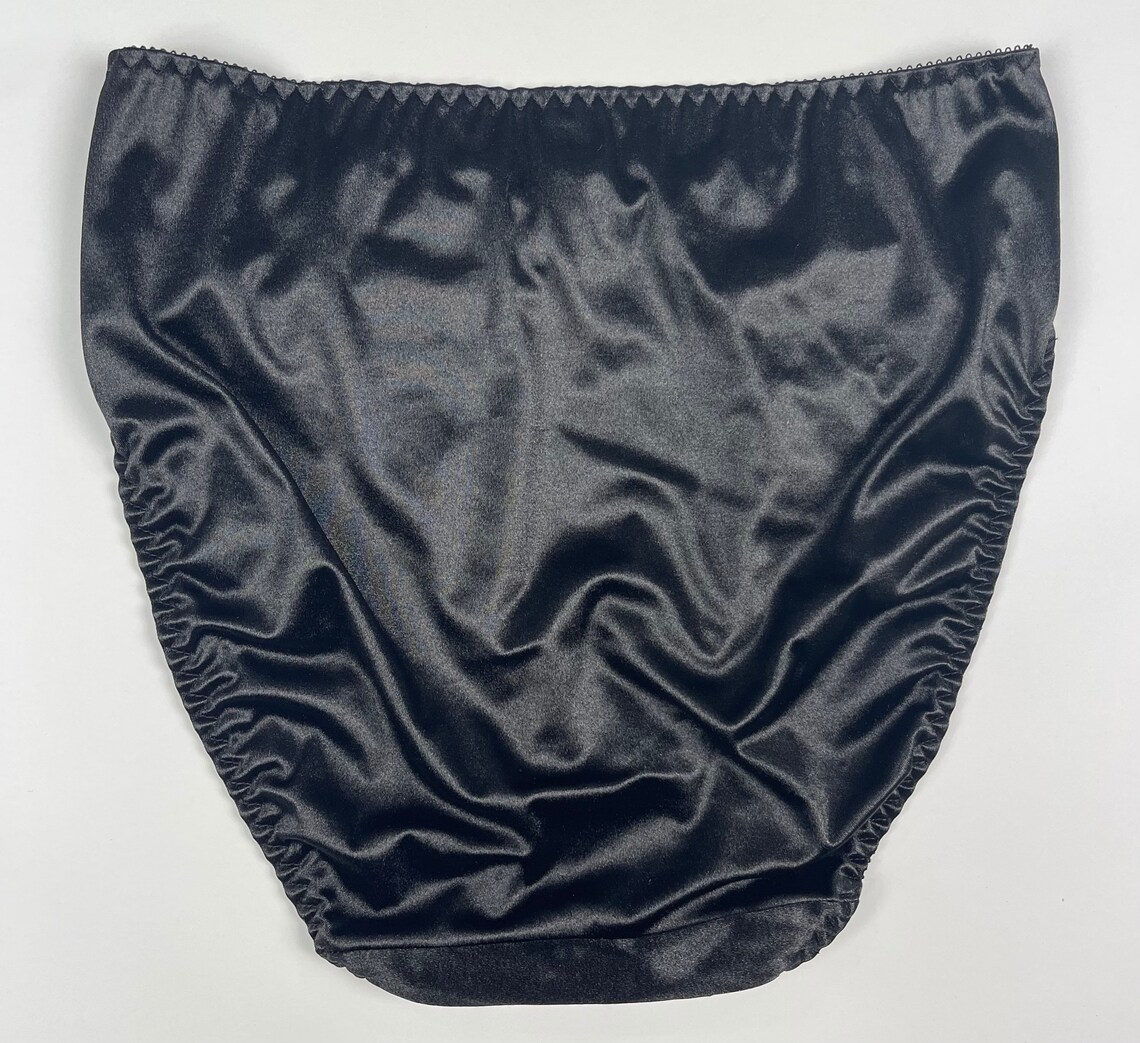 Hi Cut Satin Brief With Ruched Accents Black Etsy