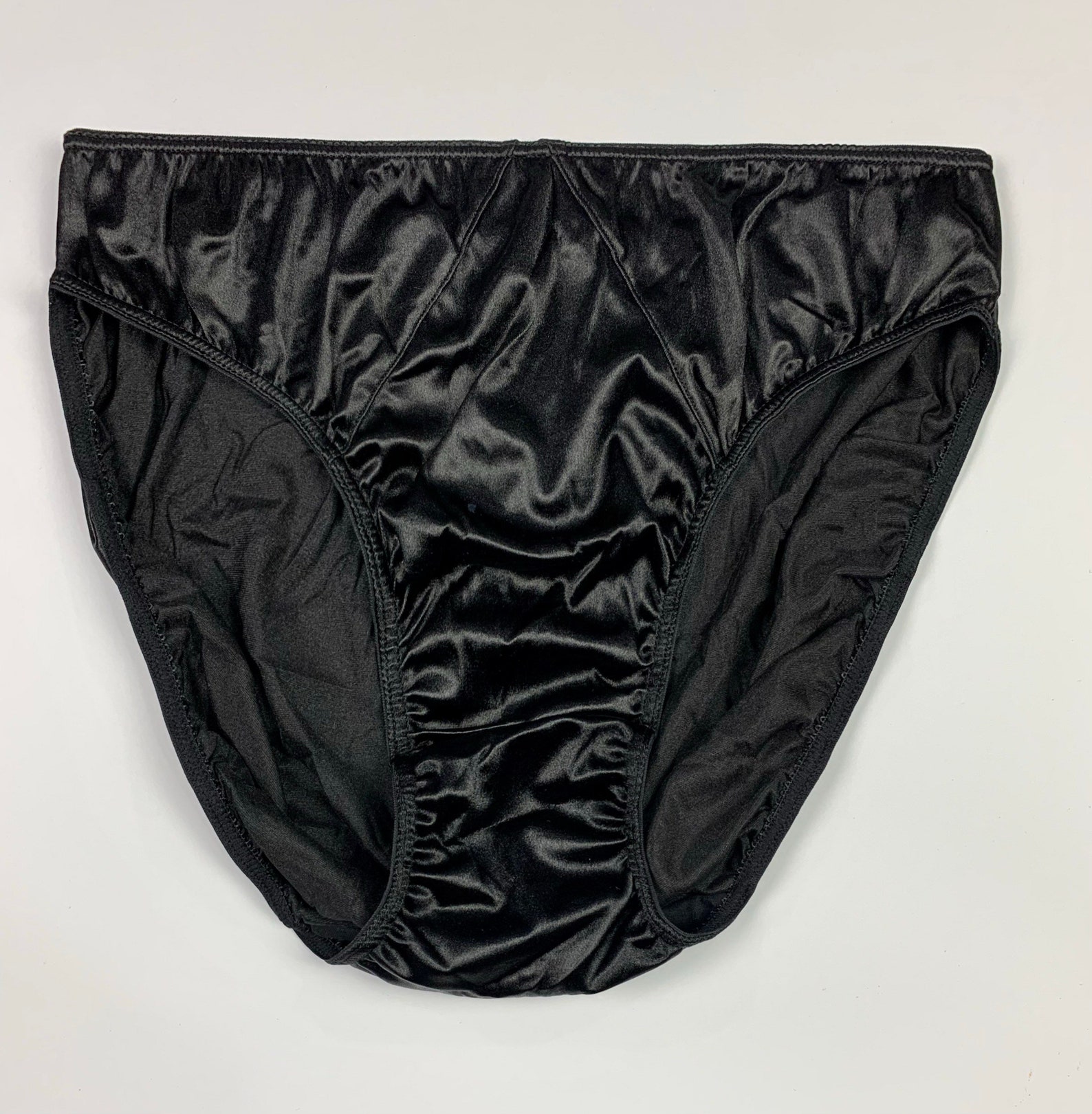 Hi-cut Satin Panty Classic Satin Brief Black - Etsy