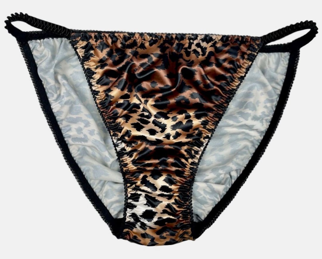 Satin String Bikini Panty Leopard Print - Etsy