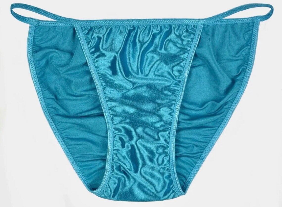 Second Skin Satin String Bikini Panty Light Blue Etsy