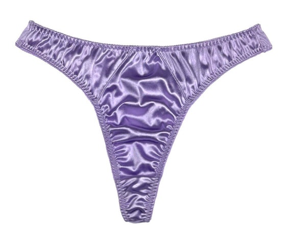 Retro Hi-cut Satin Thong Lavender - Etsy Australia