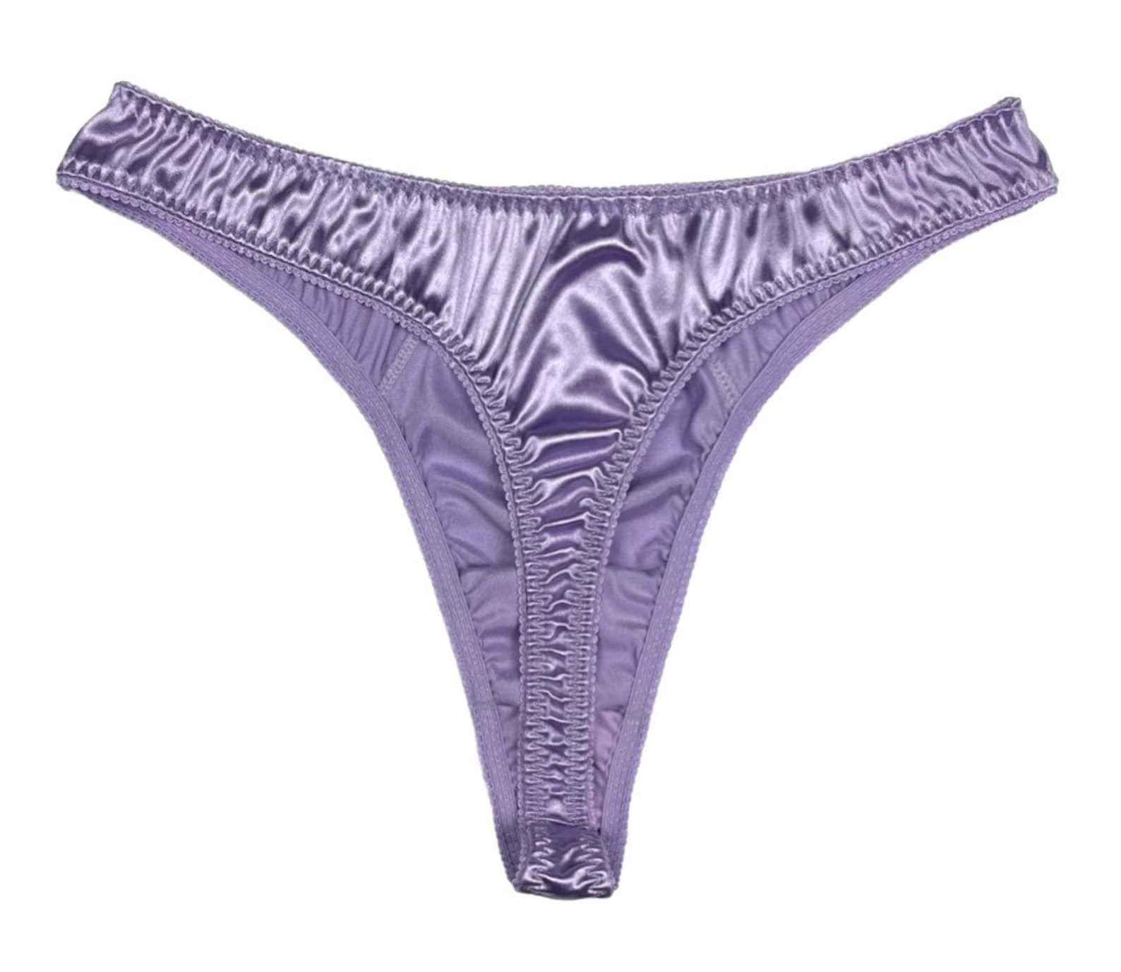 Retro Hi-cut Satin Thong Lavender - Etsy