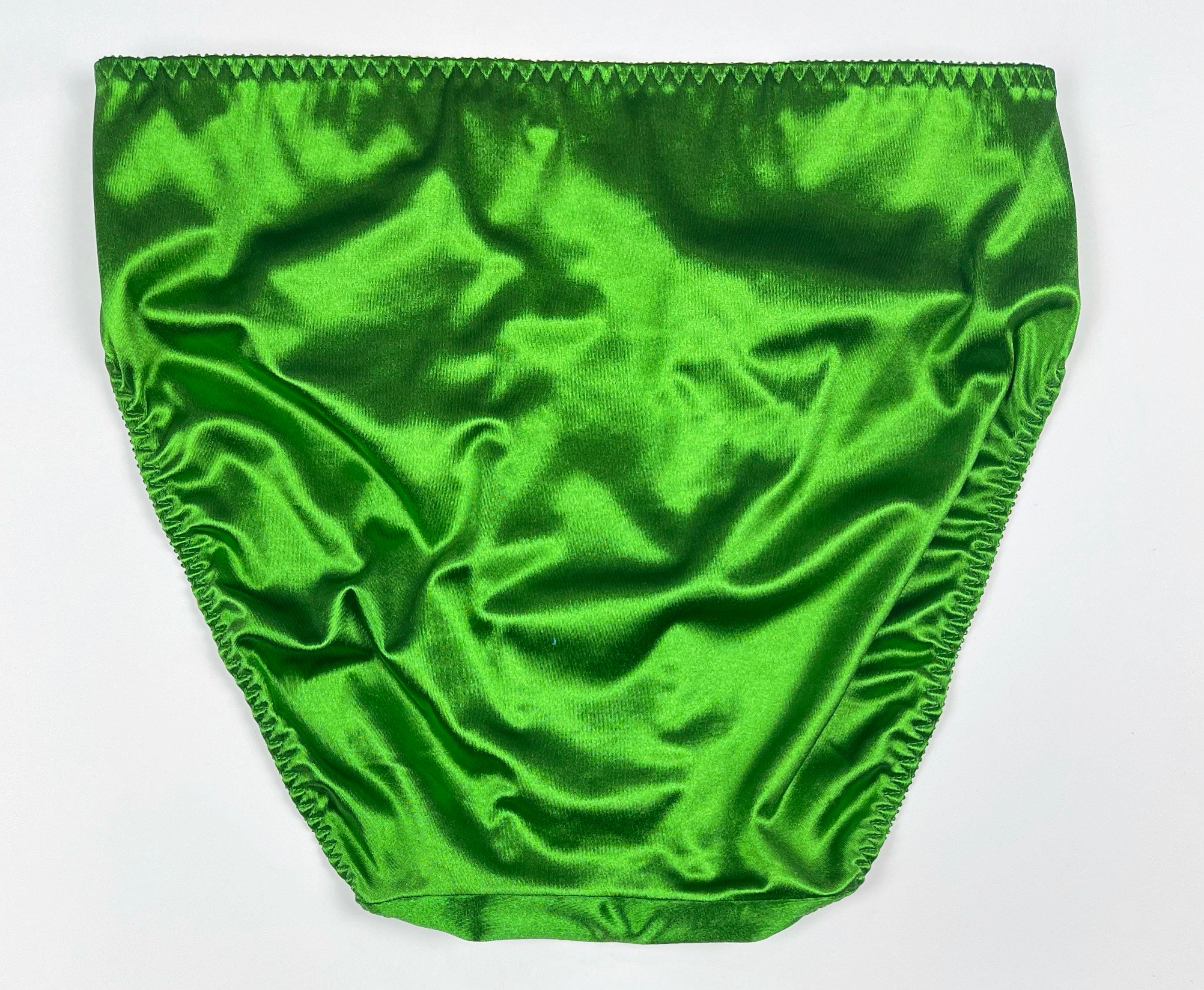 Hi-cut Satin Brief With Ruched Accents | Green - Etsy