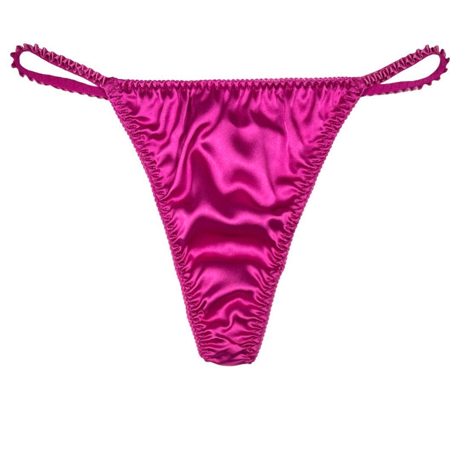 Satin String Thong Magenta - Etsy