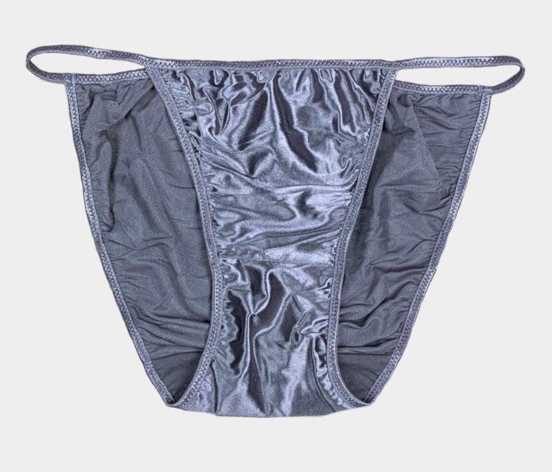 Second Skin Satin String Bikini Panty Silver Etsy