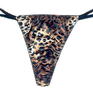 Satin String Thong Leopard Print - Etsy
