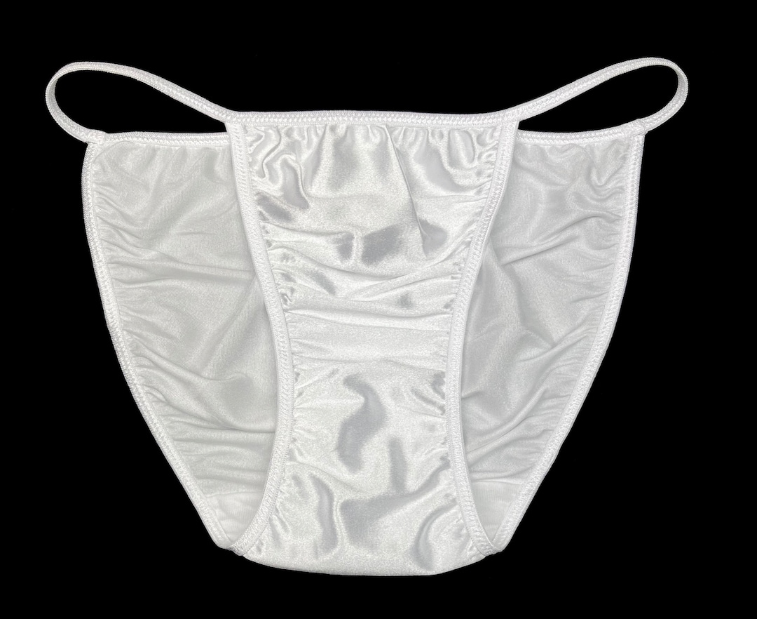 Second Skin Satin String Bikini White Etsy