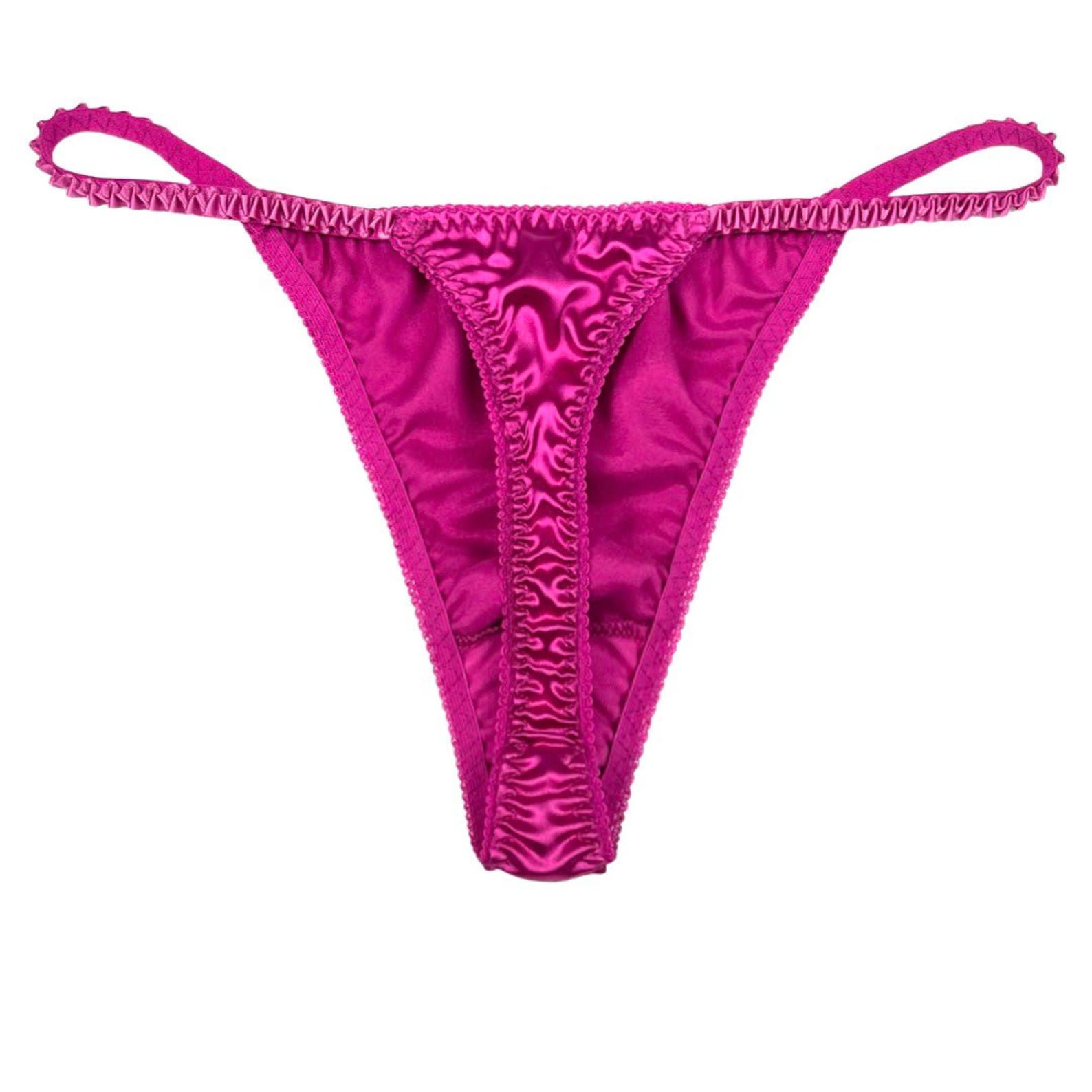 Satin String Thong Magenta - Etsy