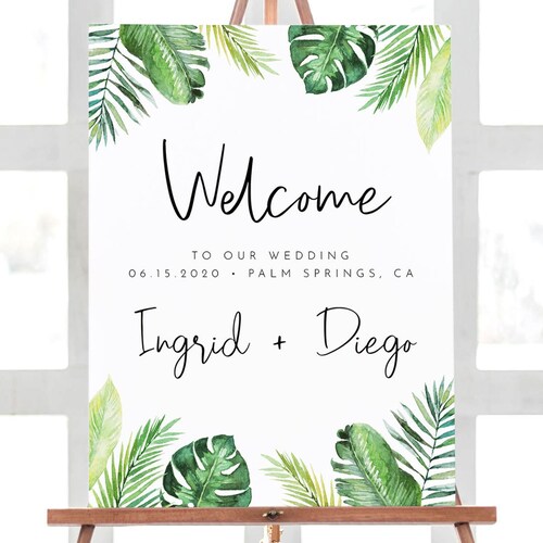 Tropical Floral Wedding Sign Template Welcome Board - Etsy