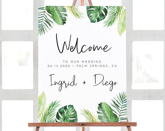 Tropical Welcome Sign Template 16x20 18x24 24x36 Wedding - Etsy
