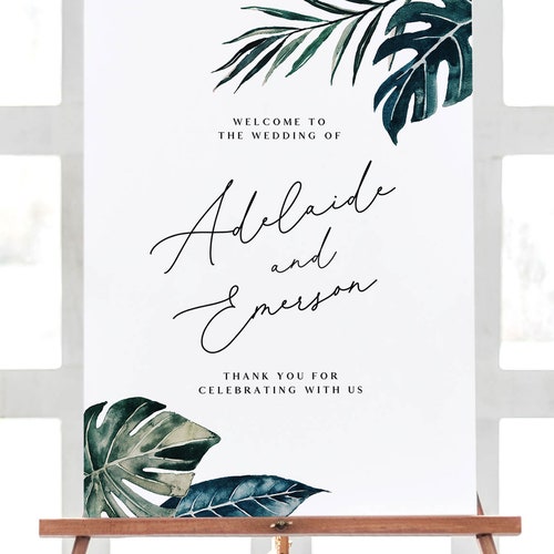 Tropical Welcome Sign Template Printable Wedding Poster - Etsy