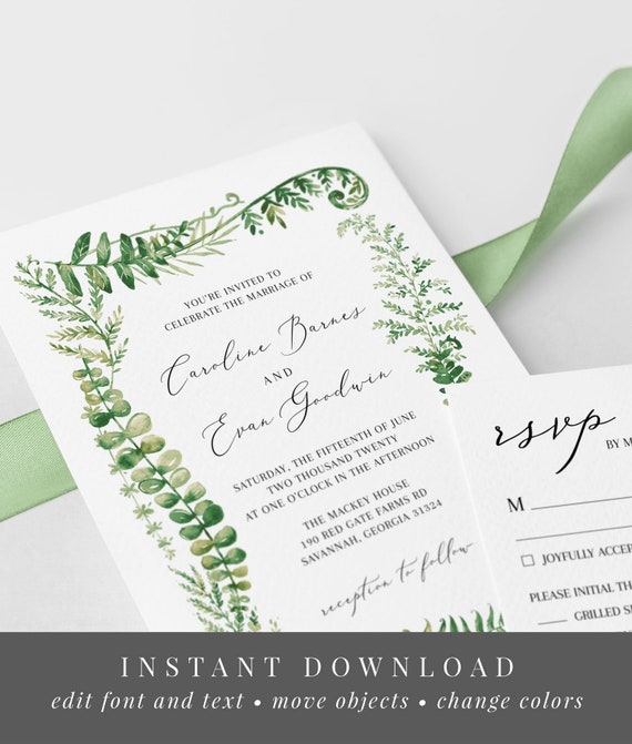 Fern And Lace Wedding Invitations