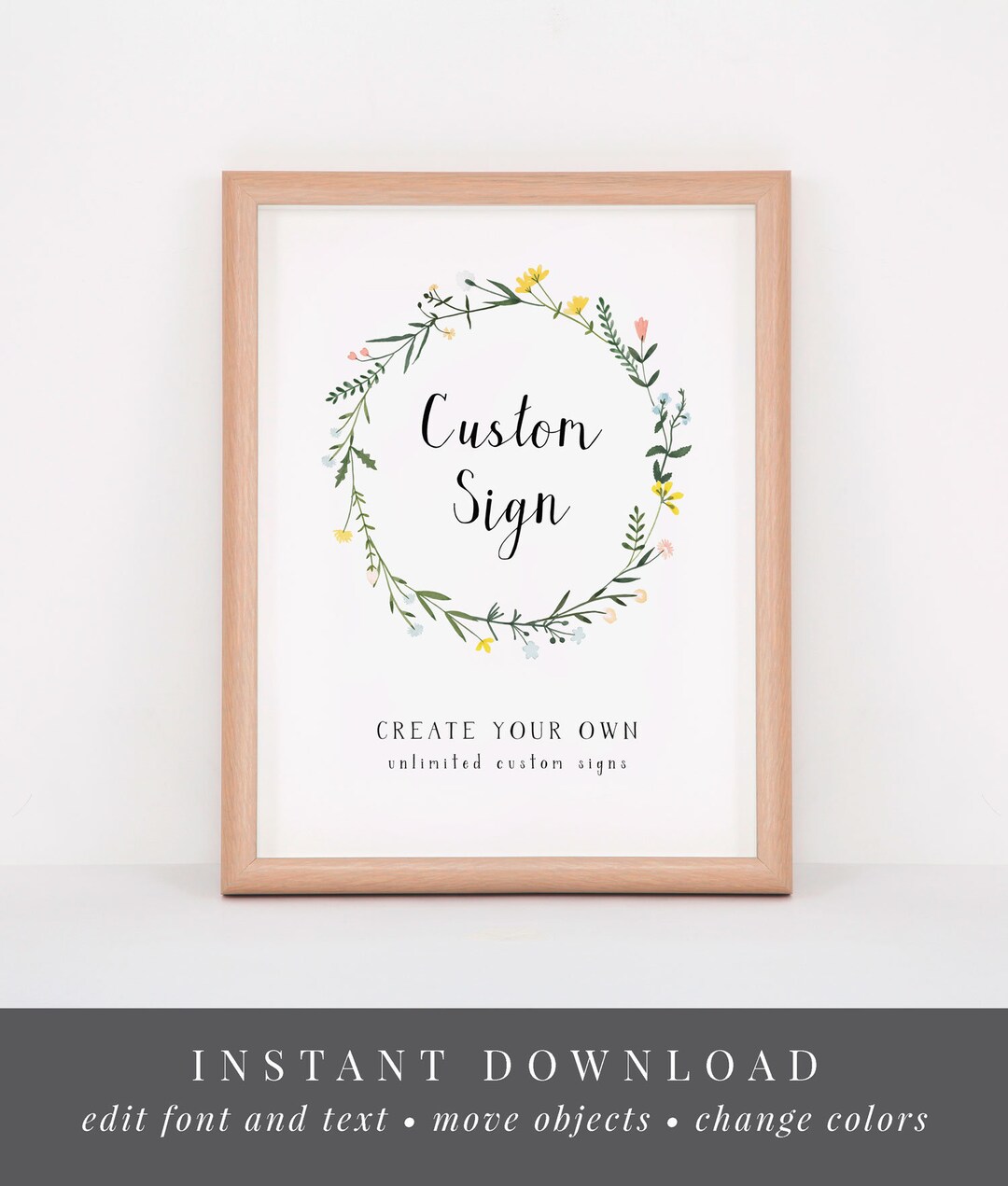 Custom Sign Template 5x7 8x10 11X14 Folk Wildflowers - Etsy