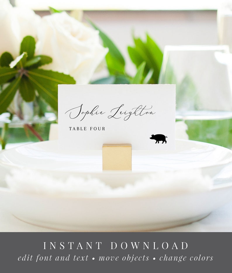 Place Cards With Meal Choice Template