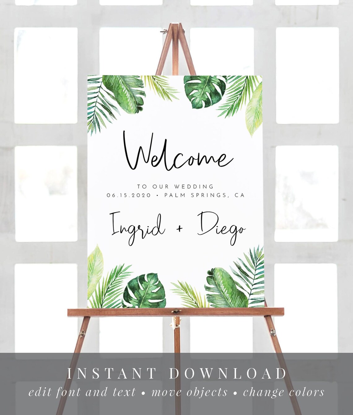 Tropical Welcome Sign Template 16x20 18x24 24x36 Wedding | Etsy