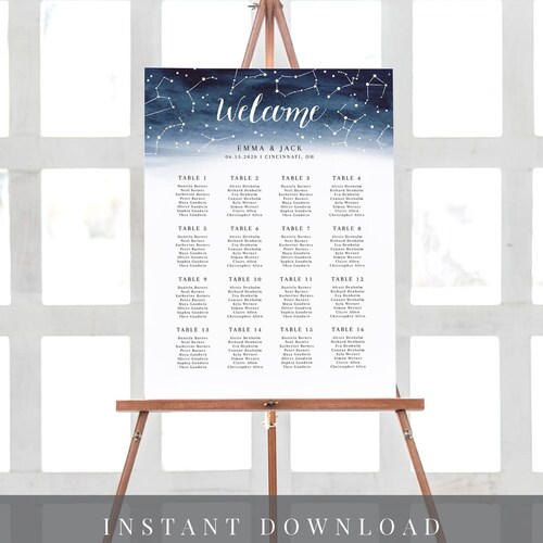 Celestial Wedding Seating Chart Template Printable Sign - Etsy