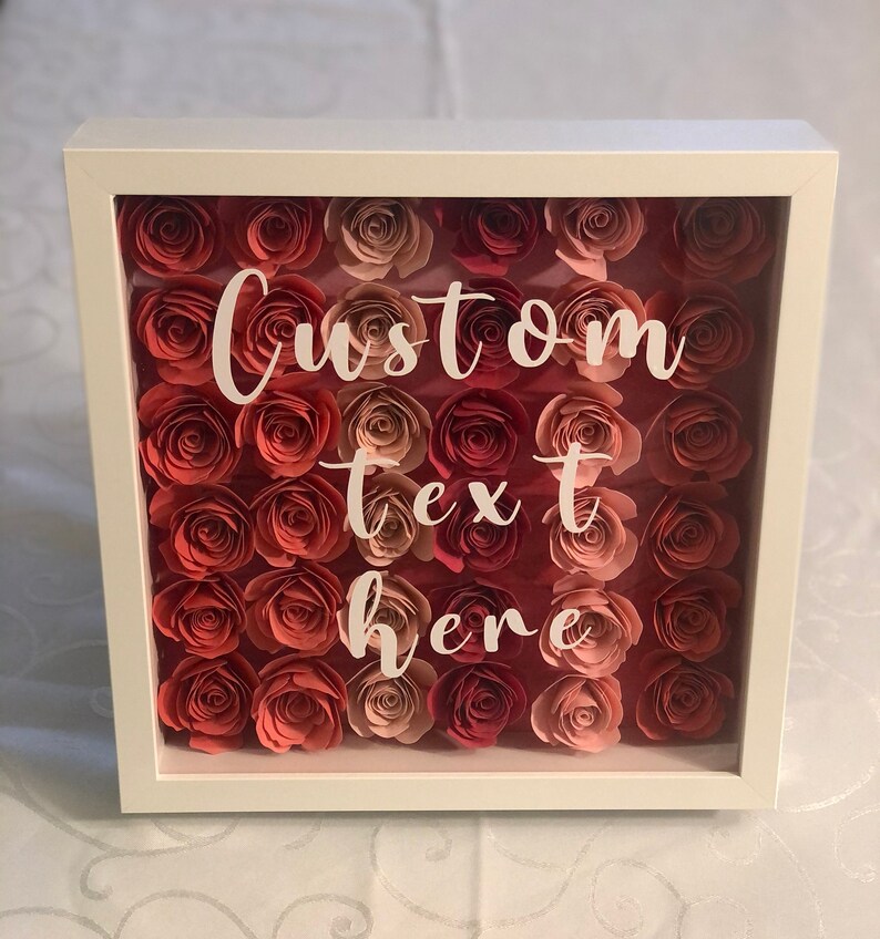 9x9 Paper Flower Shadow Box, Custom Text, Personalized Gifts, Family ...
