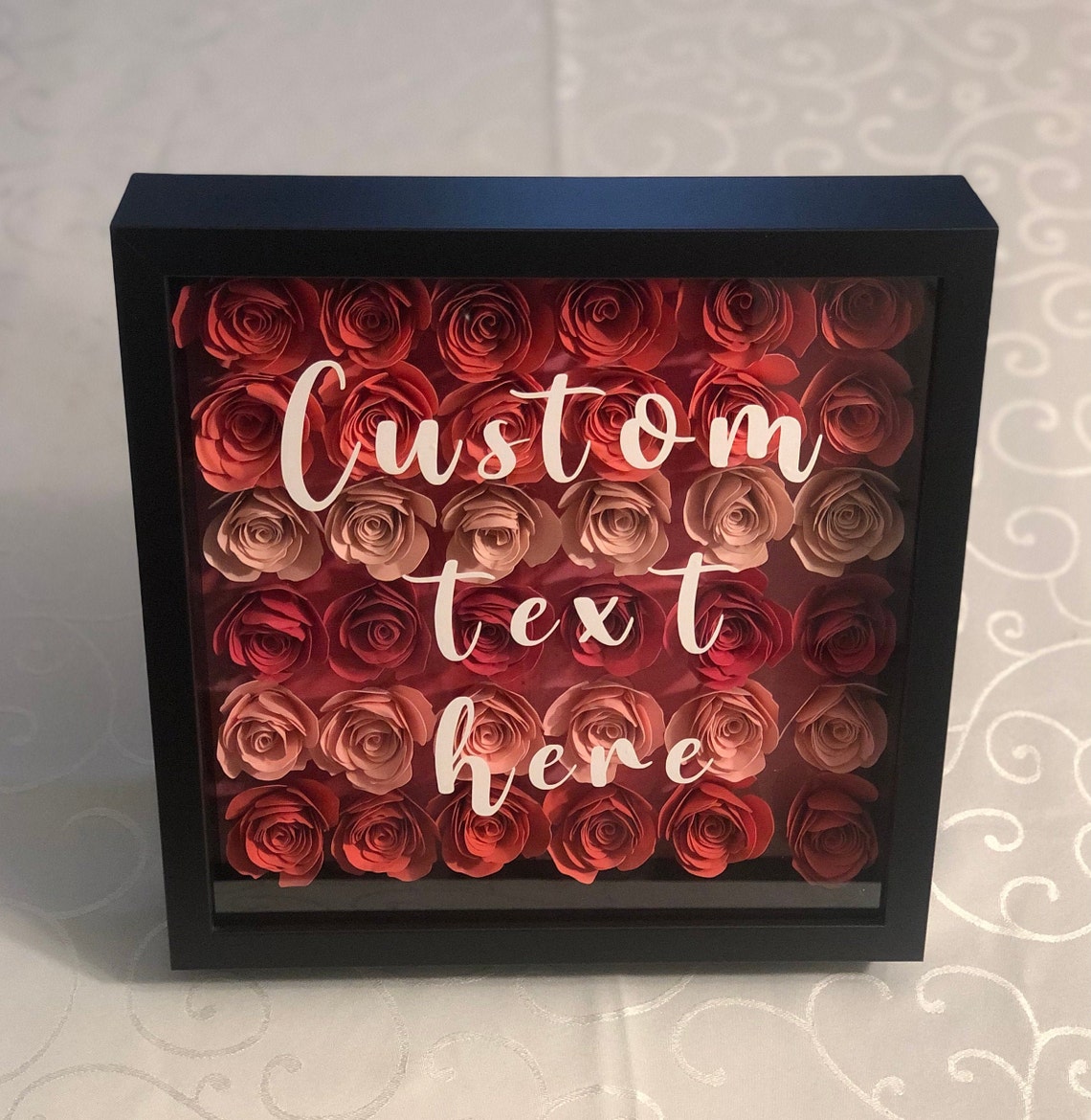 9x9 Paper Flower Shadow Box Custom Text Personalized Gifts - Etsy