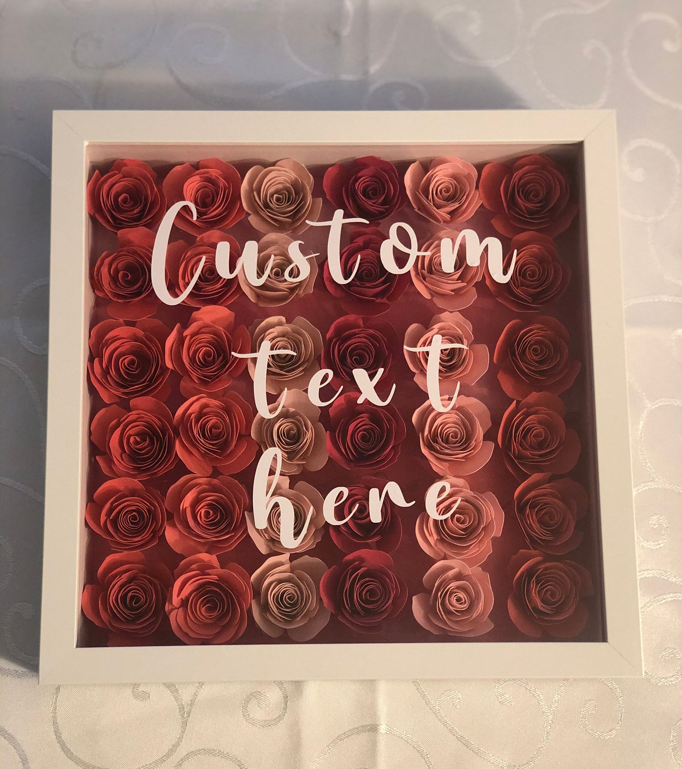 9x9 Paper Flower Shadow Box, Custom Text, Personalized Gifts, Family ...