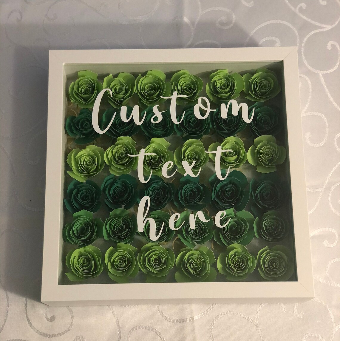 9x9 Paper Flower Shadow Box, Custom Text, Personalized Gifts, Family ...