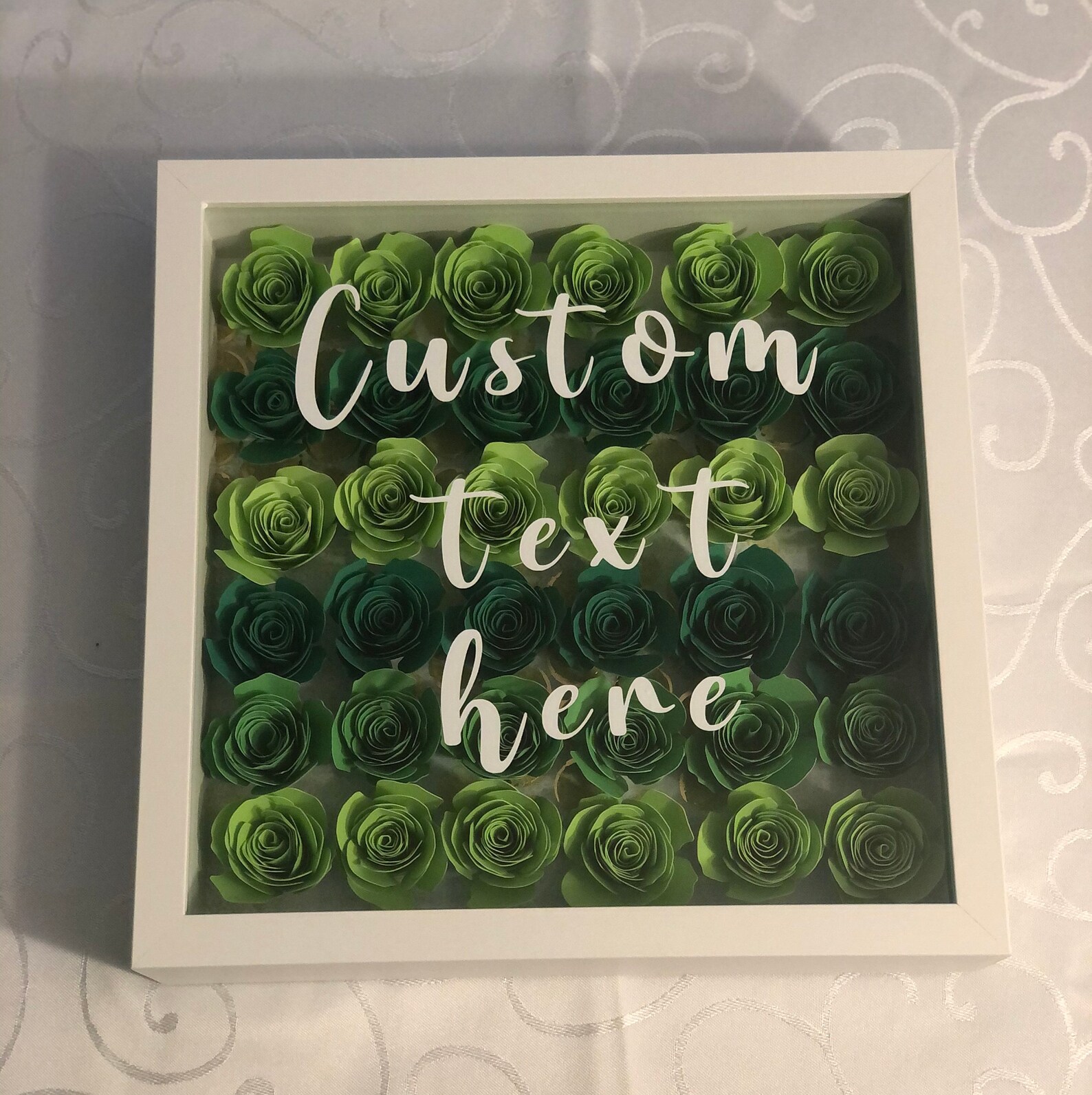 9x9 Paper Flower Shadow Box Custom Text Personalized Gifts - Etsy