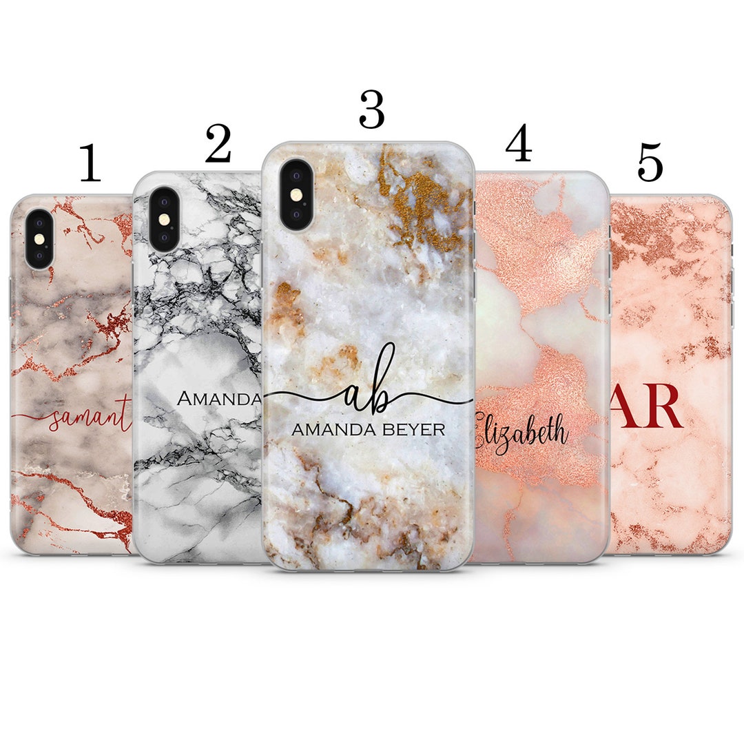 Personalised Marble Stone Your Name Phone Case Cover for iPhone Samsung ...