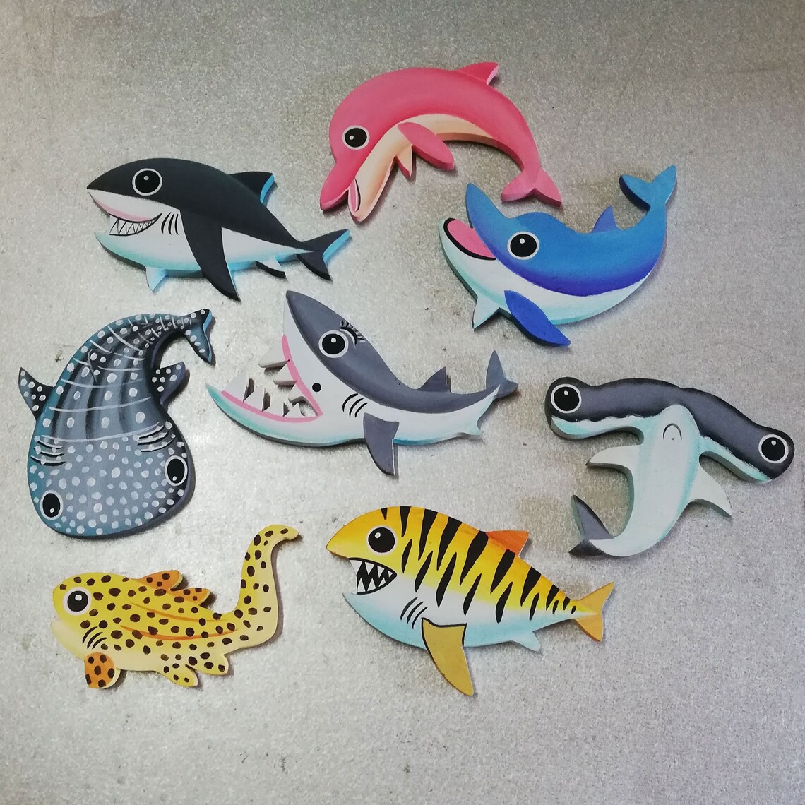 Set of 3 Fridge Magnet-painted Wood Fish Magnet-cartoon Magnets ...