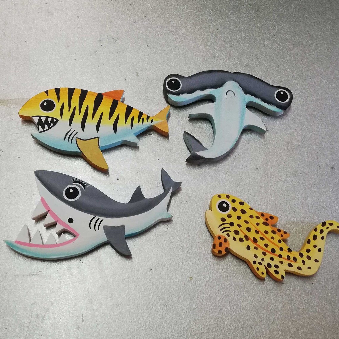 Set of 3 Fridge Magnet-painted Wood Fish Magnet-cartoon Magnets ...