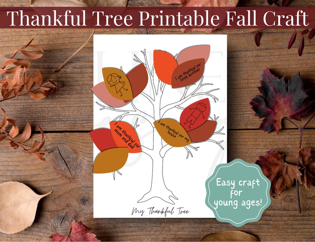 Thanksgiving Thankful Tree Printable for Kids | DIY Gratitude Activity ...