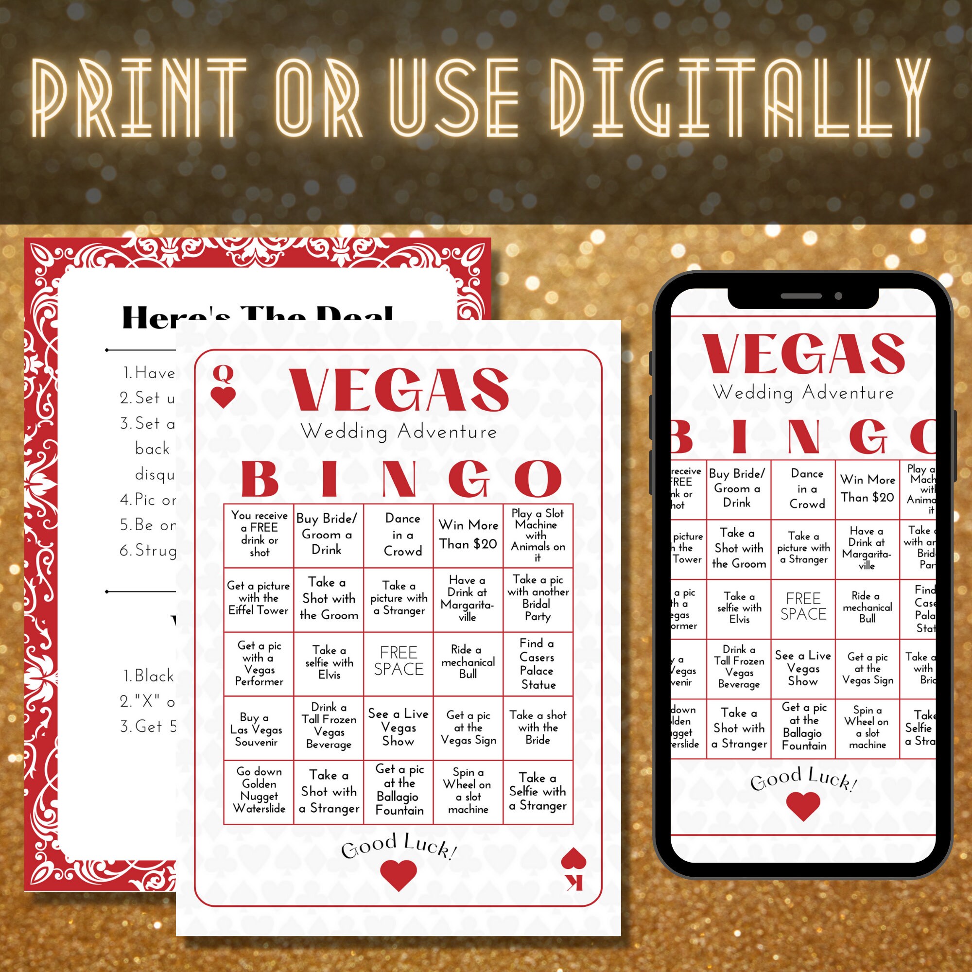 Las Vegas BINGO Scavenger Hunt Instant Digital Download Bachelorette Bachelor Wedding Party - Etsy