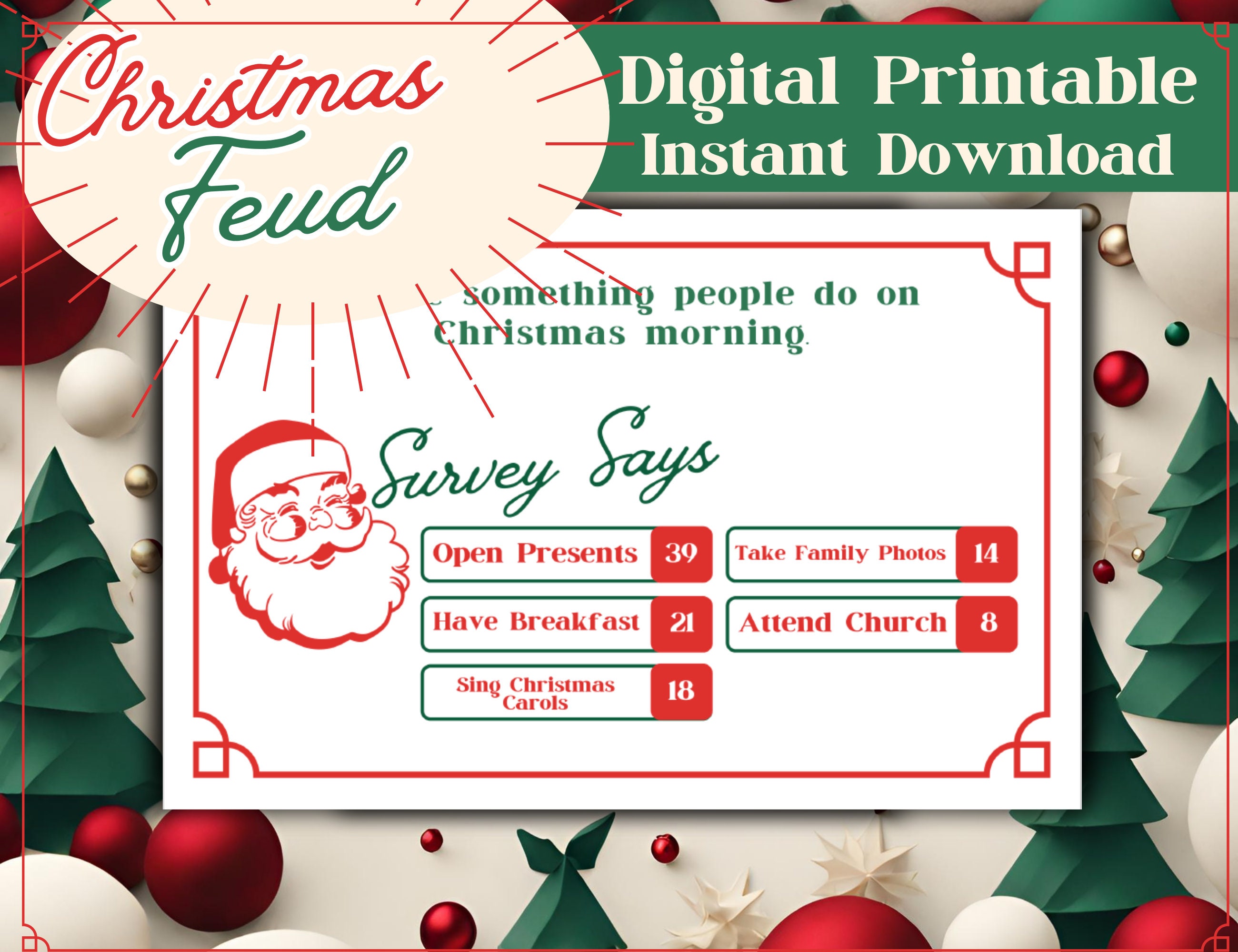 Christmas Feud Family Instant Download Printable Family Games Digital ...