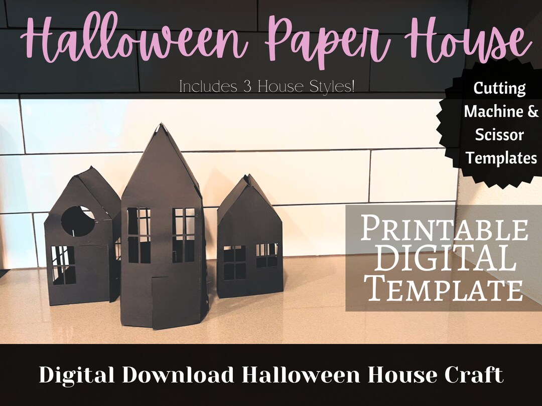 Paper Halloween House Craft DIY Printable Template PLUS Cricut Files - Etsy