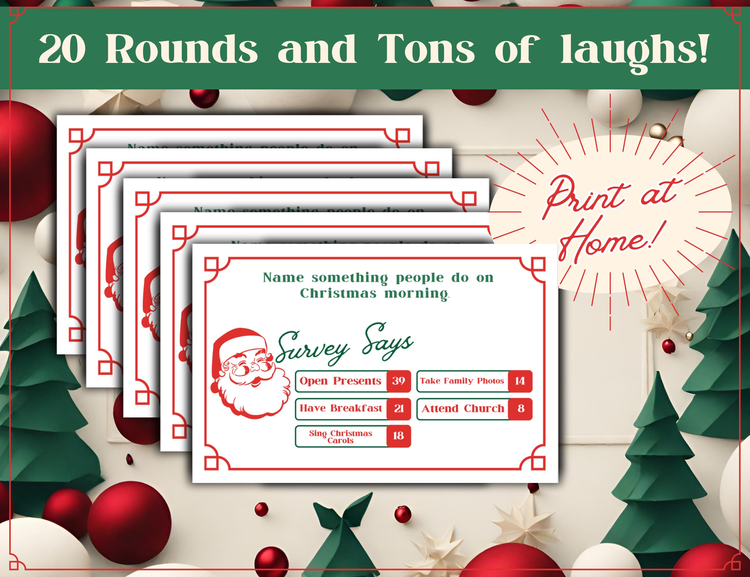 Christmas Feud Family Instant Download Printable Family Games Digital ...
