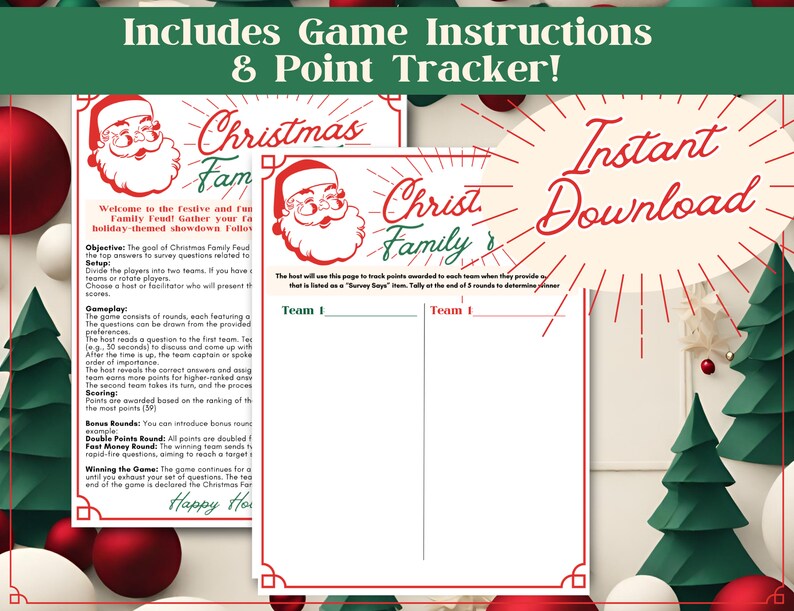 Christmas Feud Family Instant Download Printable Family Games Digital ...