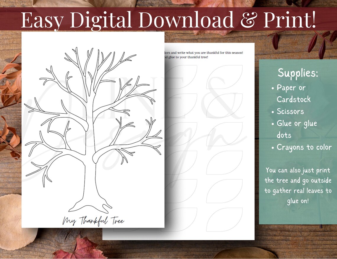 Thanksgiving Thankful Tree Printable for Kids | DIY Gratitude Activity ...