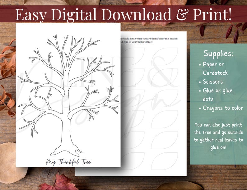Thanksgiving Thankful Tree Printable for Kids | DIY Gratitude Activity ...