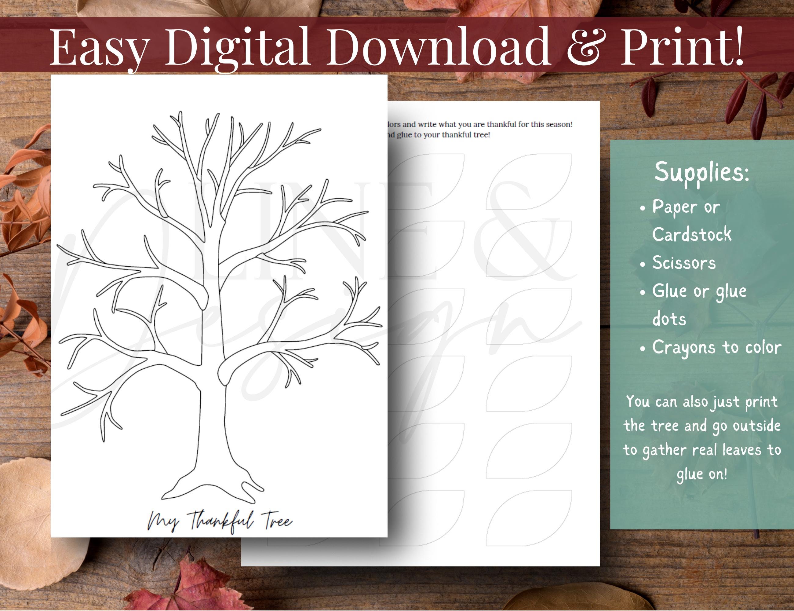 Thanksgiving Thankful Tree Printable for Kids | DIY Gratitude Activity ...