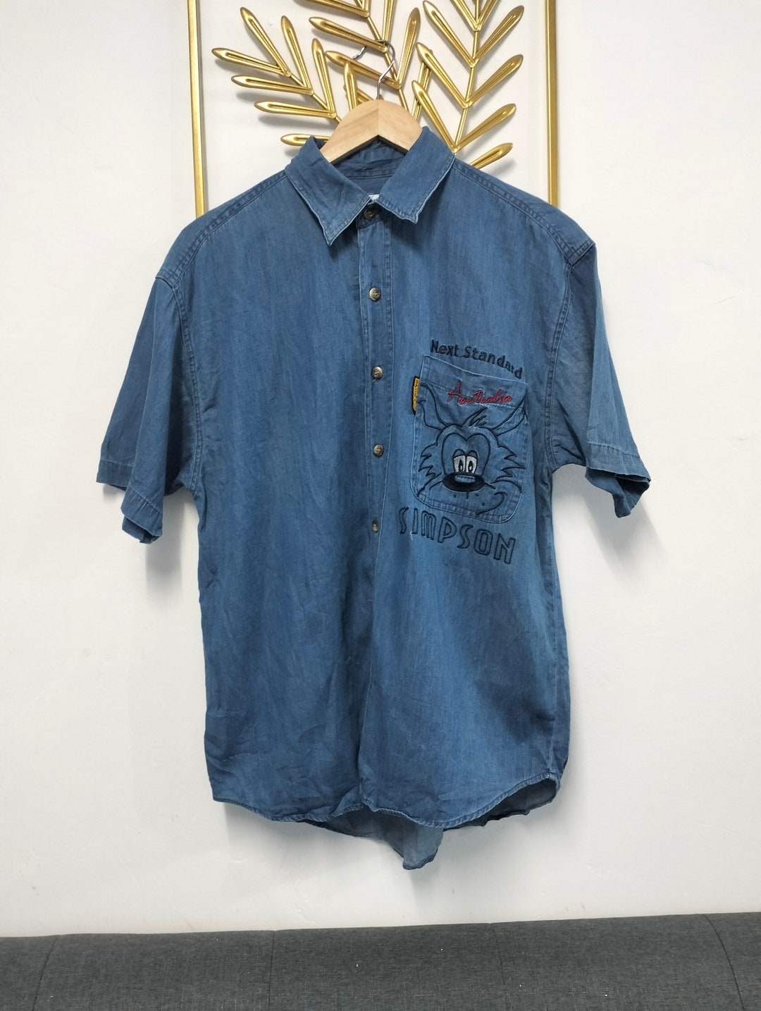 Vintage Simpsons Denim Button up Shirt - Etsy