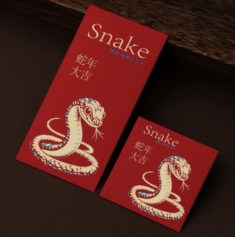 Multi Options Year of the Snake 2025 Red Envelopes, Gold Foil Red ...