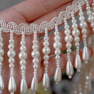Pearl Bead Fringe Tassel Trim by the Yard - Etsy