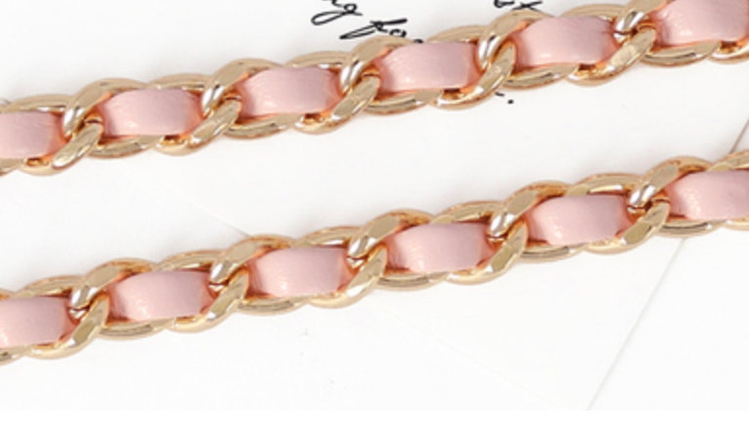 Leather & Gold Color Chain - Etsy