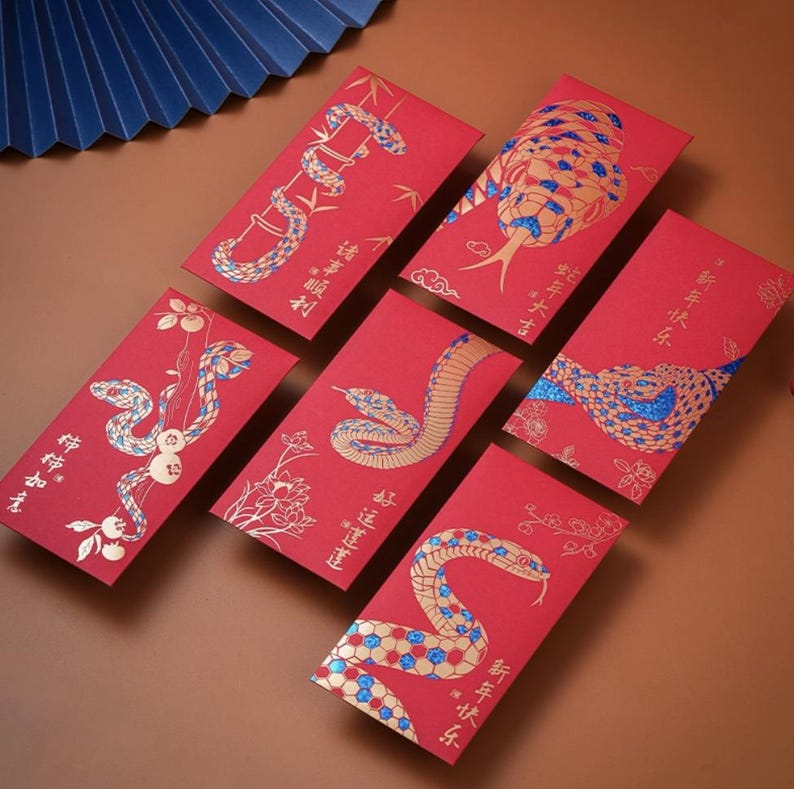 Year of Snake 2025 Red Envelopes, Gold Foil Red Envelopes, Lucky Money ...