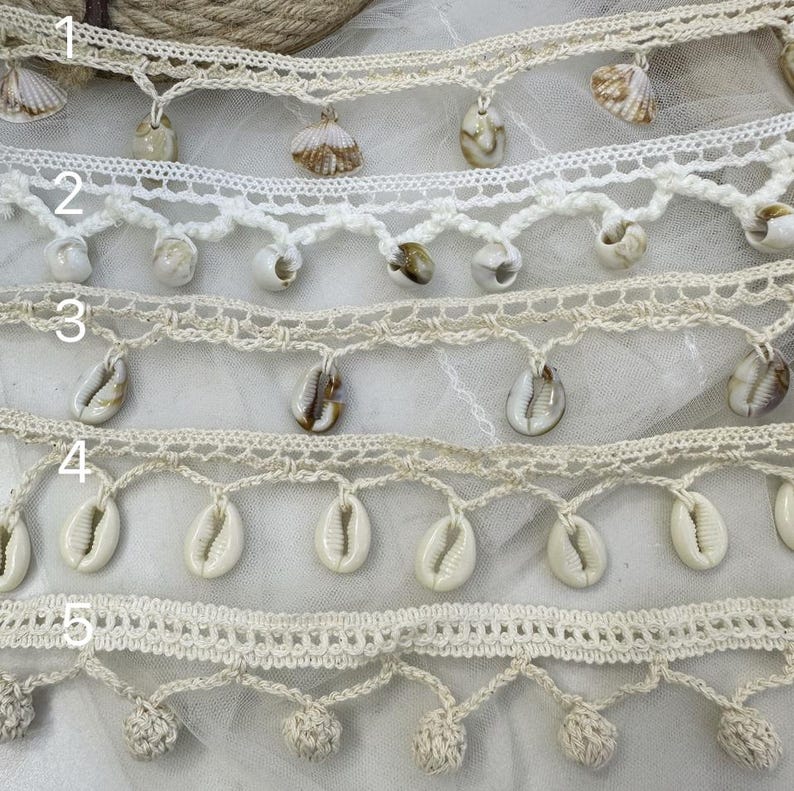 Boho Chic Seashell Fringe Trim - Vintage Inspired Clothing Embellishment for Dresses, Skirts ...